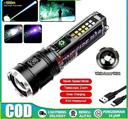Senter X36 LED Laser Zoom Out Transparan Solar Panel Rechargeable ...