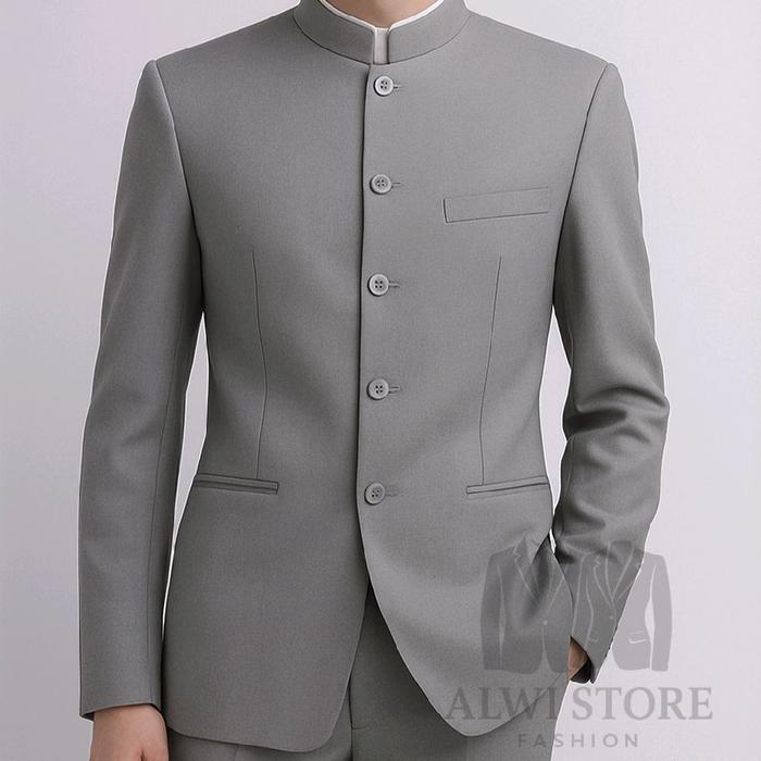 Promo Alwi- Jasko Pria Polos/Jas Mandarin Pria Motif Saku Tutup Jas ...