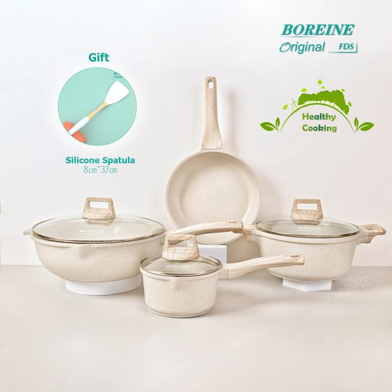 Set Alat Memasak Kuali Tidak Melekat, BOREINE, 4 Jenis Periuk, - TikTok ...