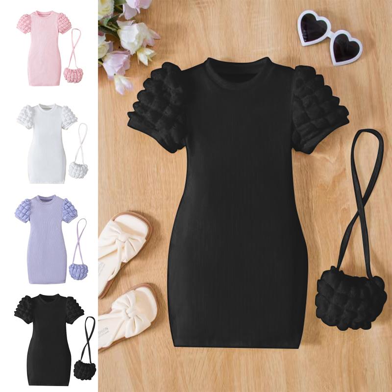 Gaun Pesta Bodycon, untuk Kanak-kanak Perempuan, Warna Pepejal ...