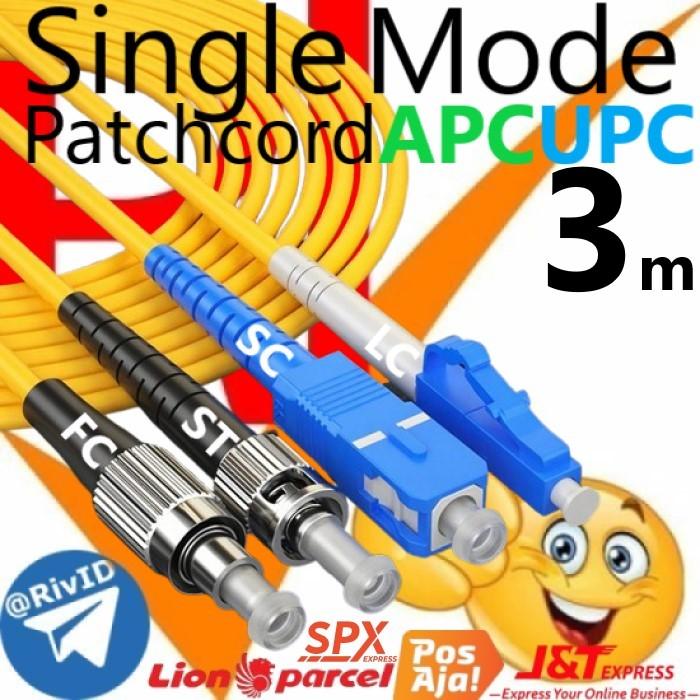 Jual Patchcord 3m FC LC SC ST APC UPC Patch Cord Fiber Optic Single ...