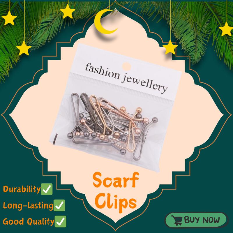 12pcs Scarf Clips Alloy Pins Multicolor Headscarf Brooch Pin - TikTok ...
