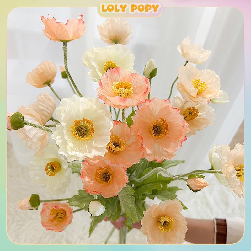 Artificial Flowers Simulation Poppies Gorgeous Silk Artificial Papaver ...