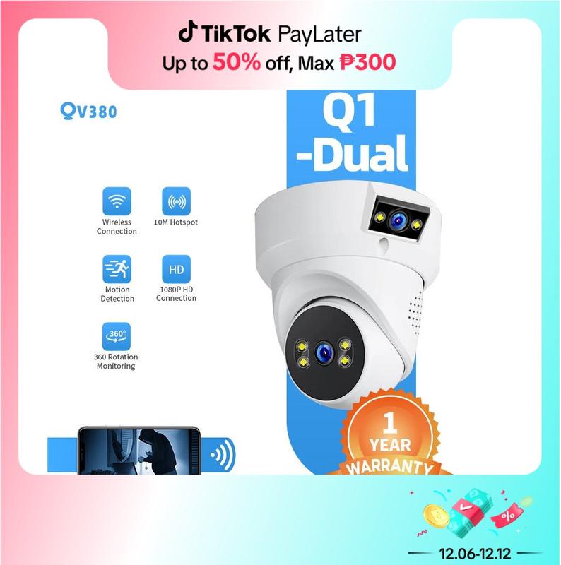 V380 Q1 Dual Lens Panoramic Wide Angle CCTV Camera Connected - TikTok ...