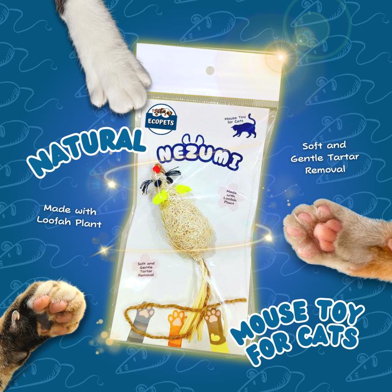 [SG] Ecopets Nezumi Loofah Mouse Pet Cat Toy - Natural, Digestible ...