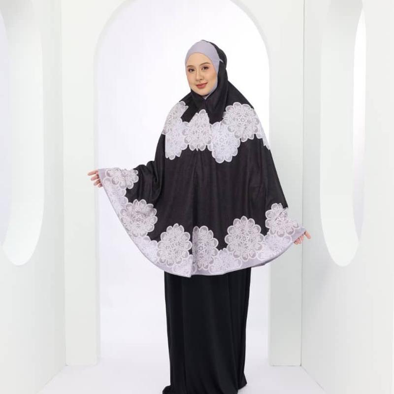 Telekung dewasa bunga shakura lycra viscose viral telekung Koko ...
