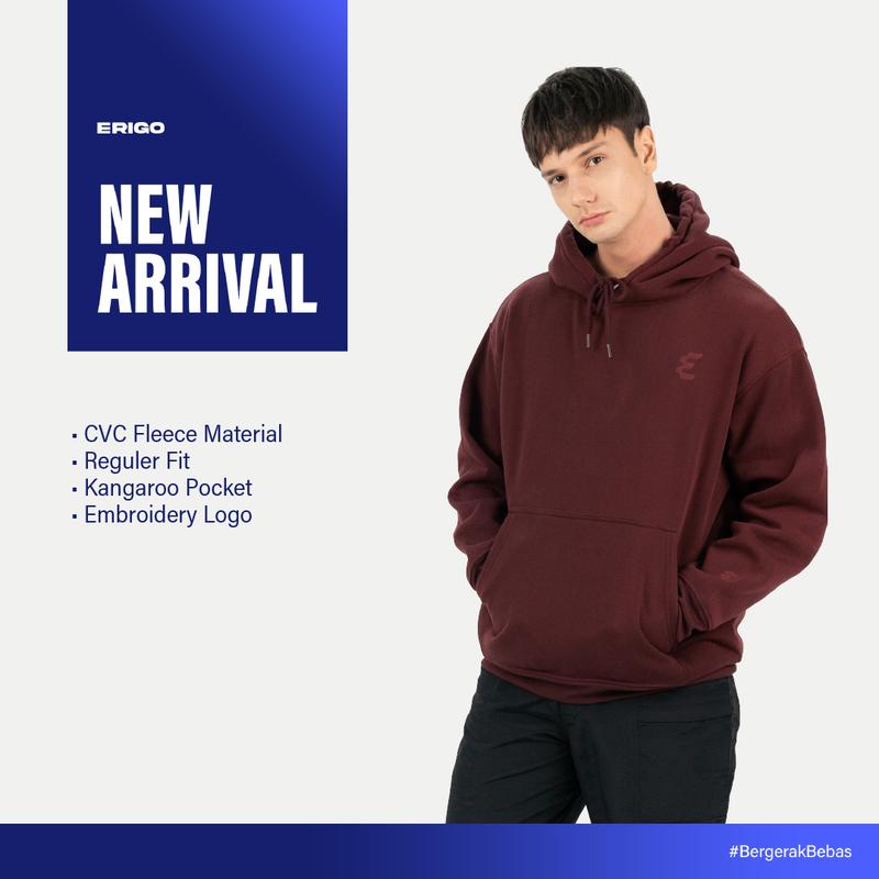 Erigo Hoodie Embro Nolen Maroon - Jaket Hoodie Unisex - Shop | Tokopedia