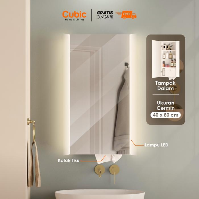 Promo Cubic Cermin LED Kamar Mandi / Vanity Wastafel Storage Tempat ...