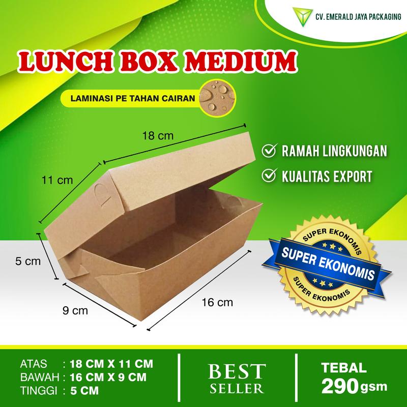 Lunch Box Paper Size M Laminasi [50 Pcs] | Anti Minyak & Anti Bocor ...