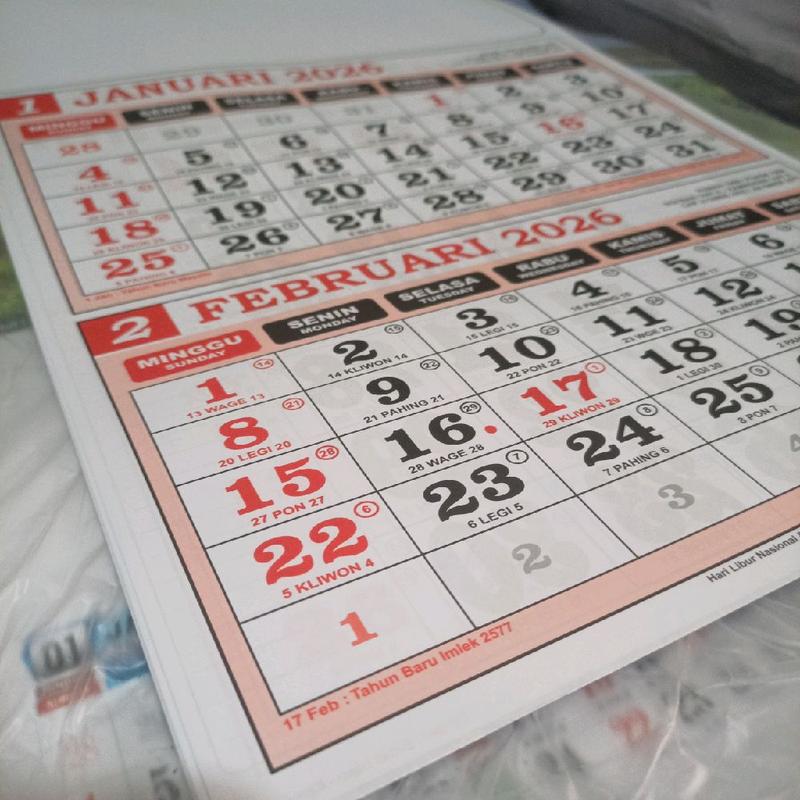 Kalender Kerja Angka Dwi Bulan (Daur ulang) Ukuran Medium Tahun 2026 ...