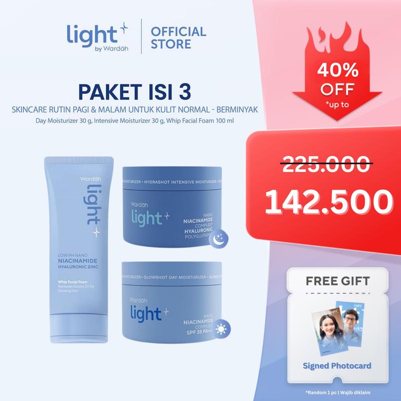 Lightplus by Wardah Paket 3 pcs Low pH Nano Niacinamide Whip Face Wash ...