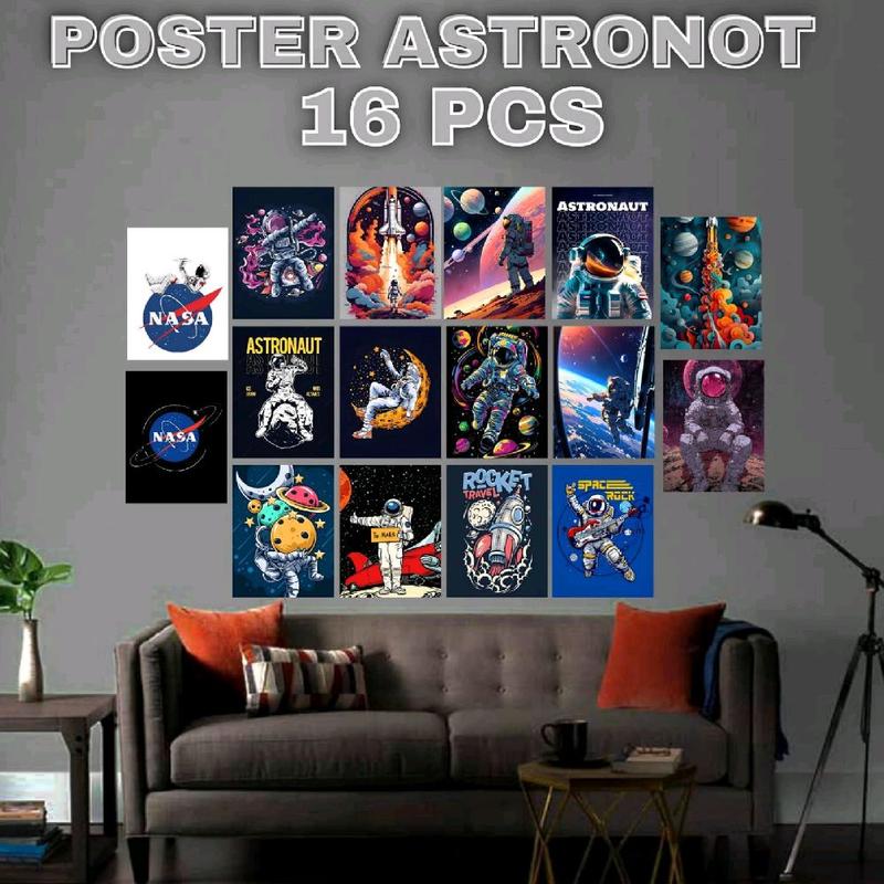 Poster Astronot isi 16 pcs - Shop | Tokopedia