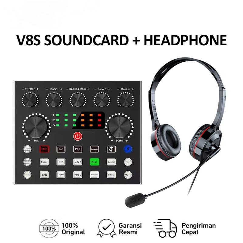 Bonkyo Mixer V8K/V8S Headset Sound Card Peralatan siaran langsung ...