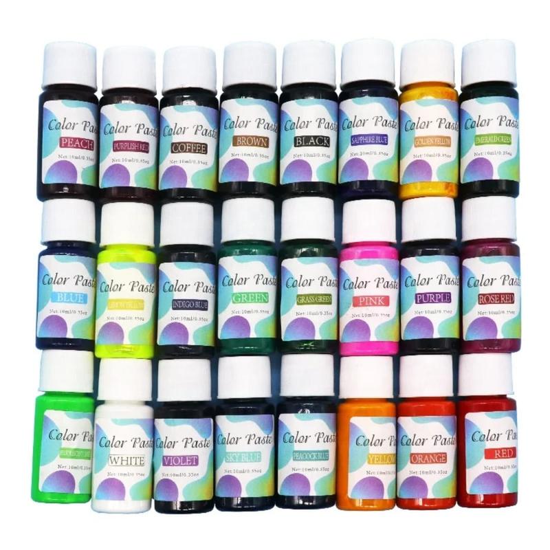 24 Colours 10ml Epoxy Resin Colouring Paste Set Pigment for Resin ...