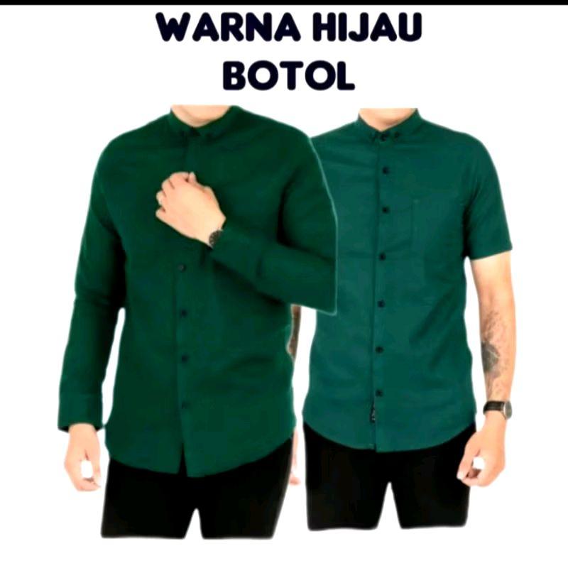 Hijau Botol Kemeja Polos Lengan Panjang Kemeja ijo Botol Pria lengan ...