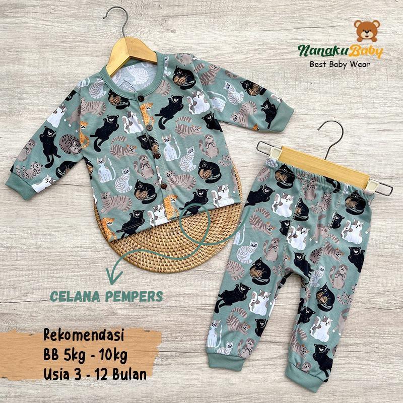 Nanaku Baby - Piyama Bayi Motif Printing Kucing || Setelan Baju - Shop ...