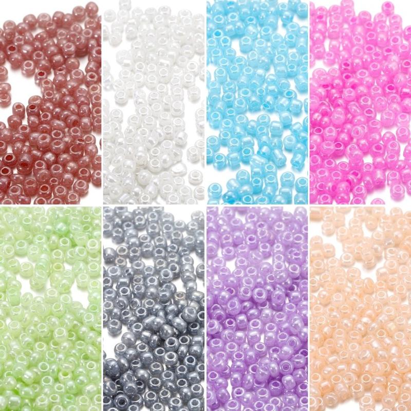 Manik Kaca, 500pcs, 3mm, Opaque, Warna Krim Ceylon, Untuk Membuat ...