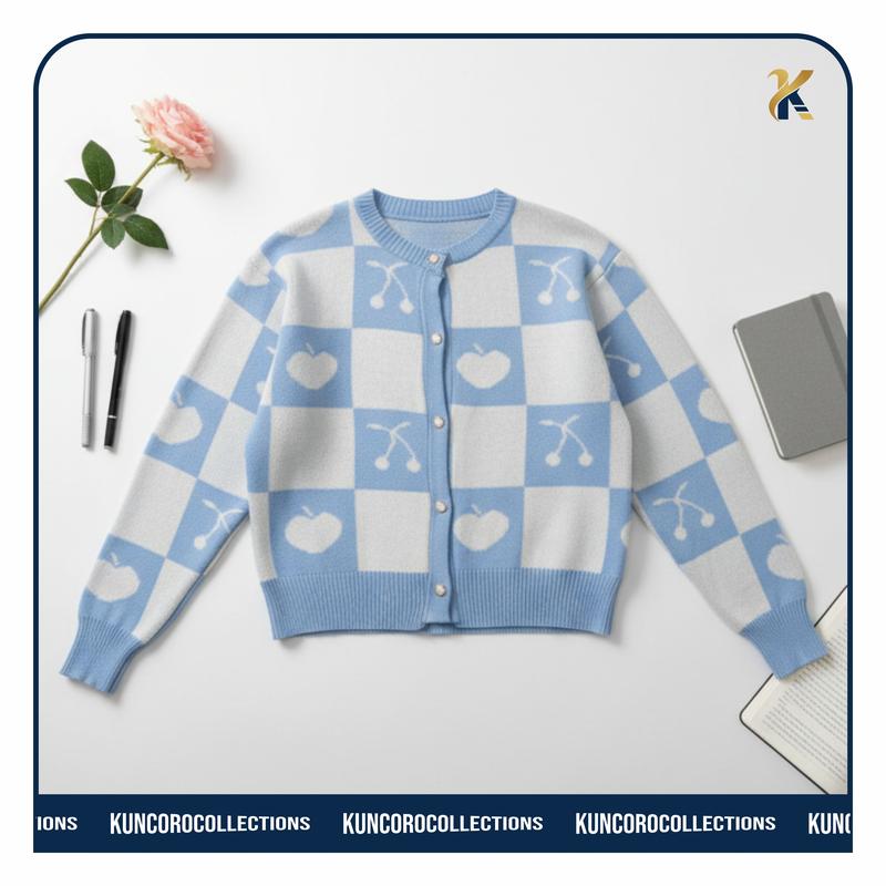 Eksklusif Cardigan Rajut Motif Catur Buah – Outerwear Wanita Korean ...