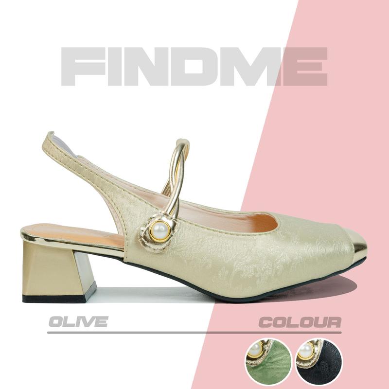 FINDME 36-40 Olive Heels Wanita Cantik Simpel Slip-On Elegan - Shop ...