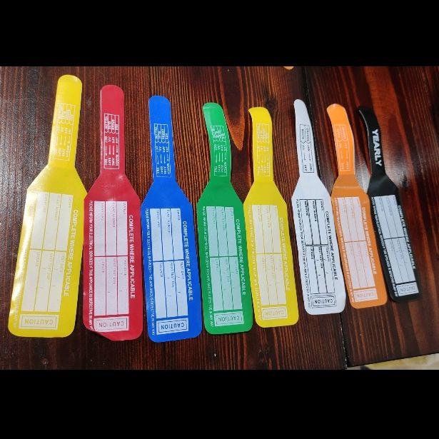 Jual per pack isi 100 pcs electrical inspection tag label . tagging ...