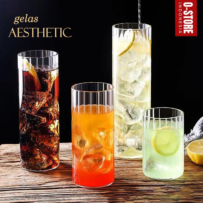 Gelas Kaca Aesthetic Gelas Matcha Gelas Estetik Kaca Souvenir Gelas ...