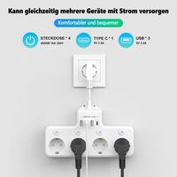 Jual EU Power Strip Surge Protector with Individual switch, Multi Plug ...
