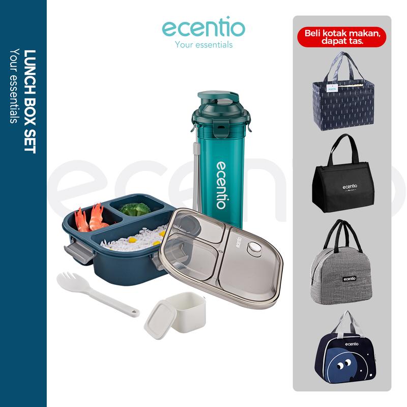 【lunch box 1 set】【100% Anti tumpah+FREE BPA】【BELI 1 DAPET 3】ecentio ...
