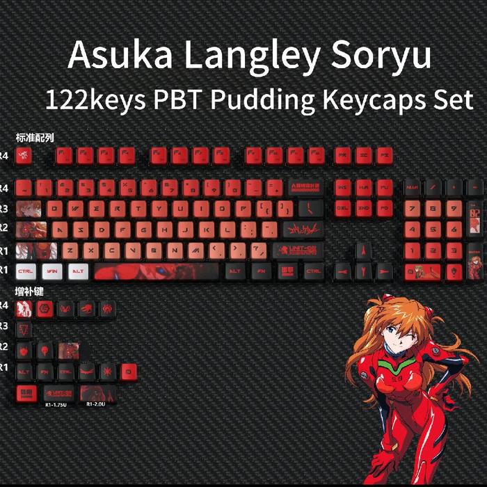 Jual Keycap Keycaps Asuka Evangelion Eva 02 PBT profile Cherry MSA Oem ...