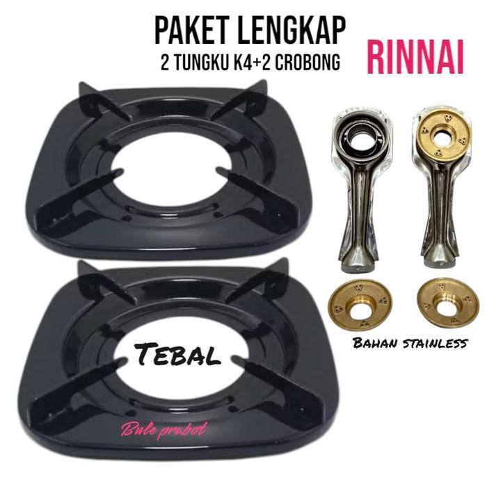 Paket Lengkap Kompor Gas Rinnai 2 Tungku Kaki 4+2 Dengan Crobong ...