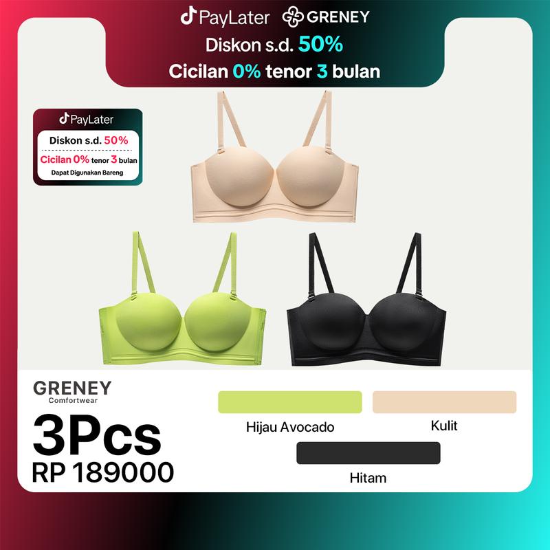 GRENEY-Gbras-(3PCS)Bra Multi Model Bergesper Tali Bisa Dilepas Pakaian ...