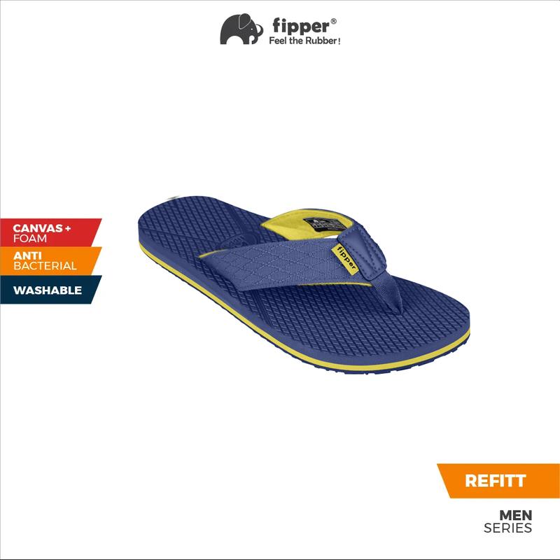 Fipper Slipper Refitt Non-Rubber for Men in Navy / Yellow - TikTok Shop ...