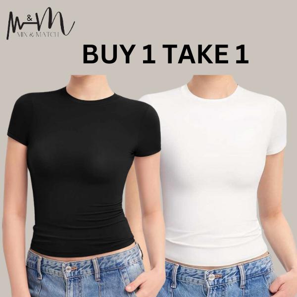 M&M BUY 1 TAKE 1 (2PCS) BASIC FULL-LENGTH Double lining Top Front ...