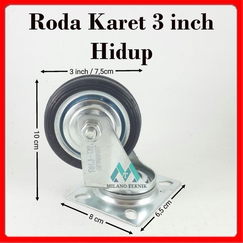 Roda Troli 3 inch (Tetap/Hidup/Rem) Troli Etalase troly gerobak - Shop ...