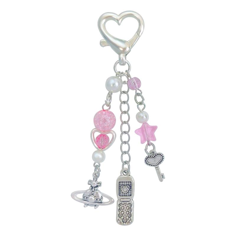 1pcs Pink Cute Keychain Aesthetic Y2K Keychain Accessories Heart ...