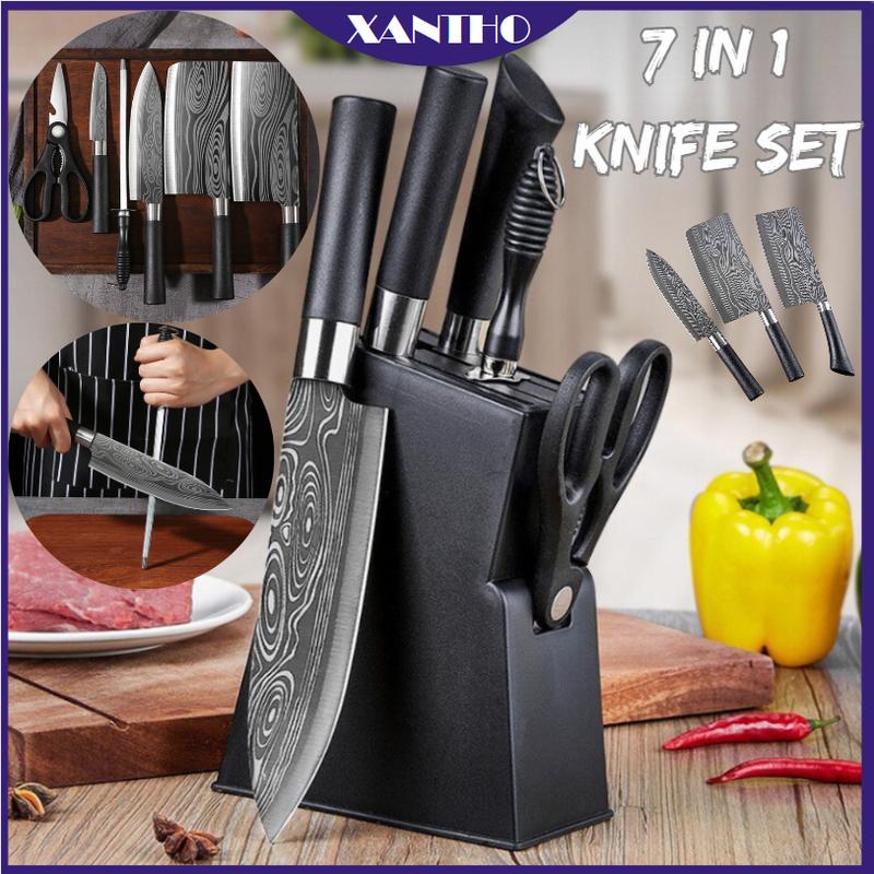 Kitchenware 7-in-1 Multipurpose Cleaver Slicing Chef Knife Scissors ...