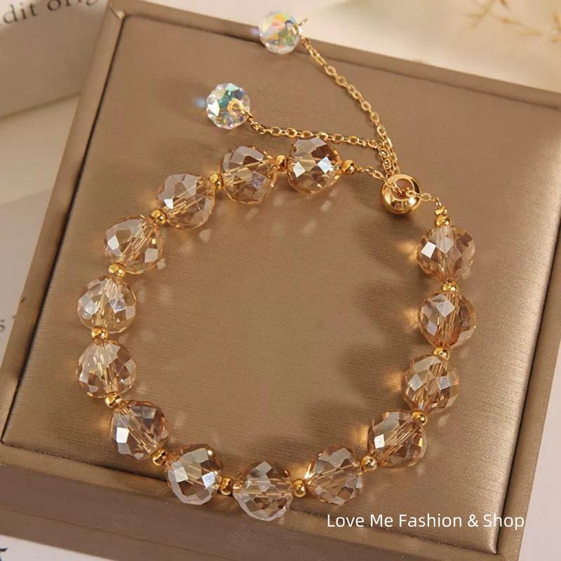 Temperament crystal braided bracelet female niche design personality ...