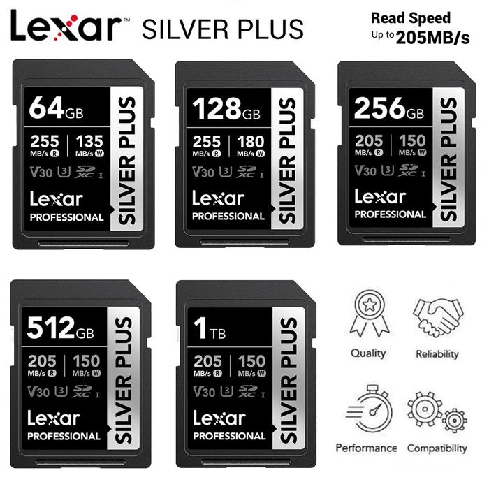 Promo Lexar Professional SDXC SILVER PLUS UHS-I Memory Card SD 64GB ...