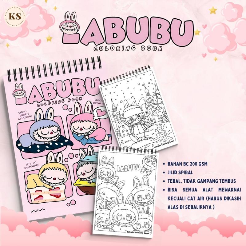 Labubu Coloring Book For Adults And Kids Cozy Healing A4 Tebal - Shop ...