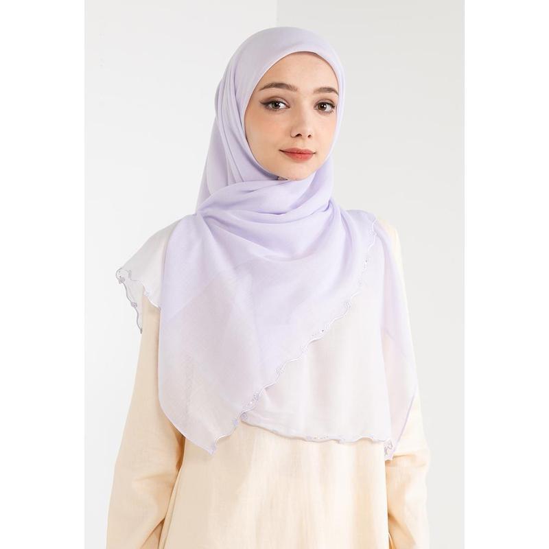 Naelofar - Teratai Crystal Square Scarf (Female) - TikTok Shop Singapore