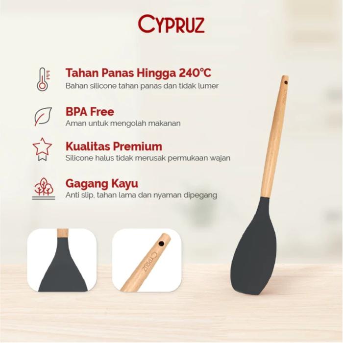 Jual Spatula Sendok Sayur Serving Spoon Silikon Lengkung Gagang Kayu ...