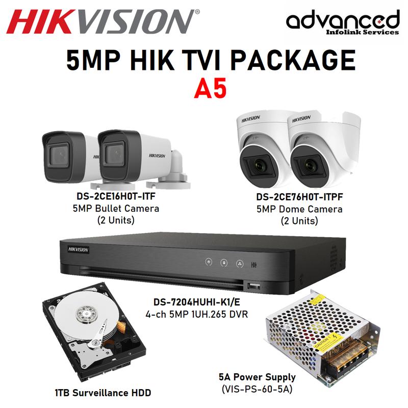 HIKVISION 5MP 4 CHANNEL HIK TVI CCTV Camera PACKAGE A5 - TikTok Shop ...