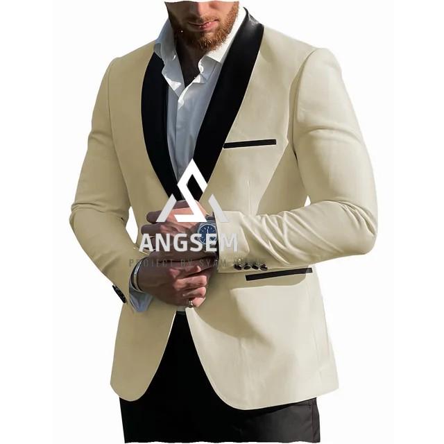ANGSEM Blazer Jas Tuxedo Pria Kerah Hitam doff/pekat , Jas Formal ...