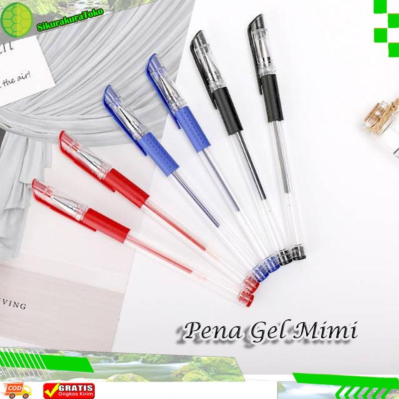 Pena gel mimi 0.5mm pulpen gel pena jakarta Hitam Plastik Sekolah ...