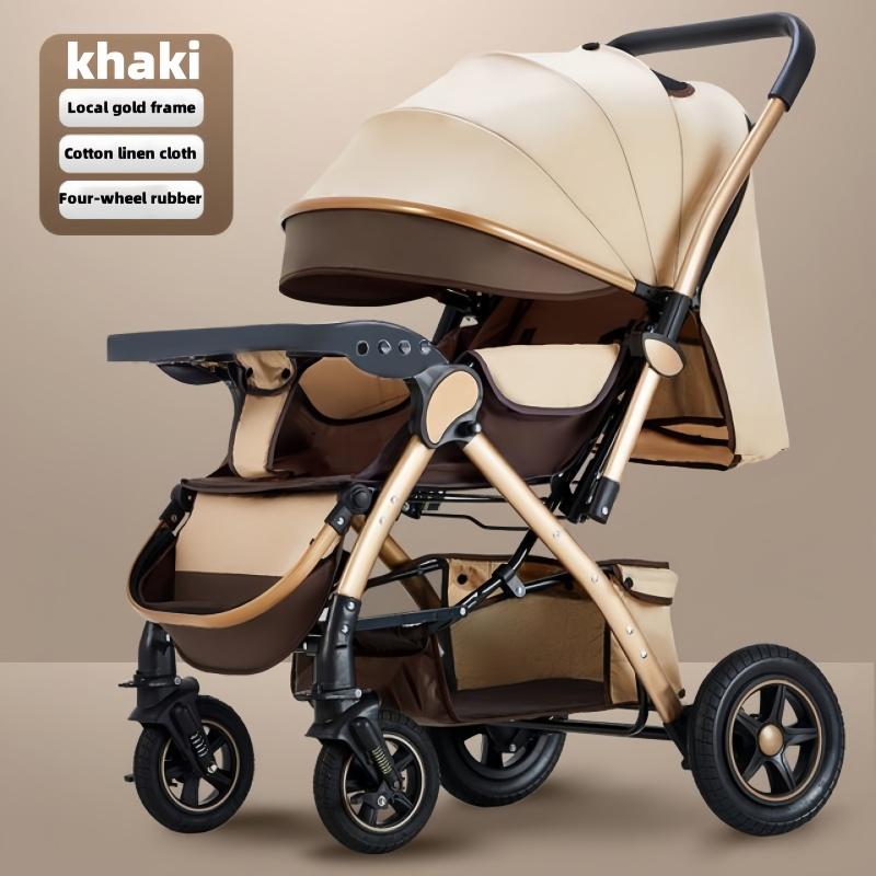 Foldable Baby Stroller with Rubber Wheels and Adjustable Incline ...