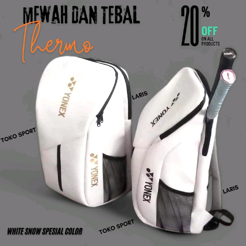 [ Bahan Bimo MEWAH ] Tas Raket Badminton model Ransel Warna PUTIH ...