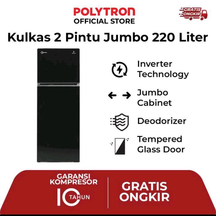 POLYTRON Kulkas 2 Pintu 220 Liter Inverter Belleza JUMBO PRW 23VX ...