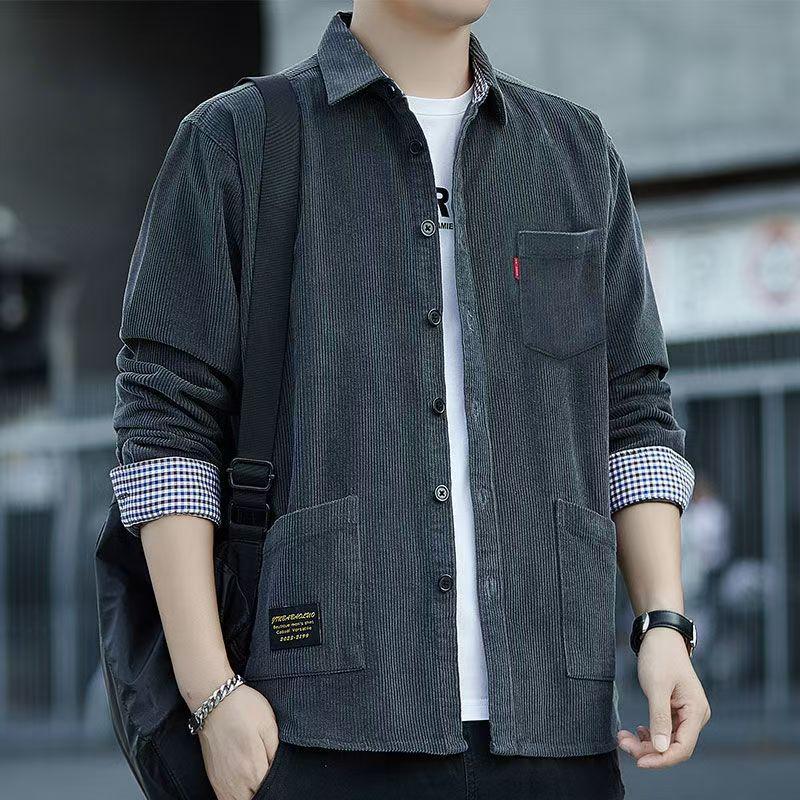 KeyBoy jaket corduroy pria kerah korduroy outer cowok tebal jacket ...
