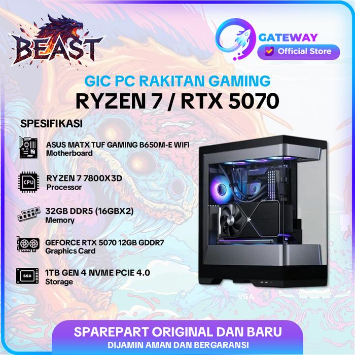 Promo GIC BEAST PC RAKITAN GAMING RTX 5070 AMD RYZEN 7 8700F 64GB 1TB ...