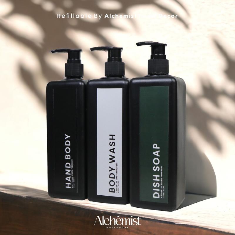 REFIL BOTOL PUMP500ML WARNA HITAM FREE STICKER KOTAK AESTHETIK FREE ...