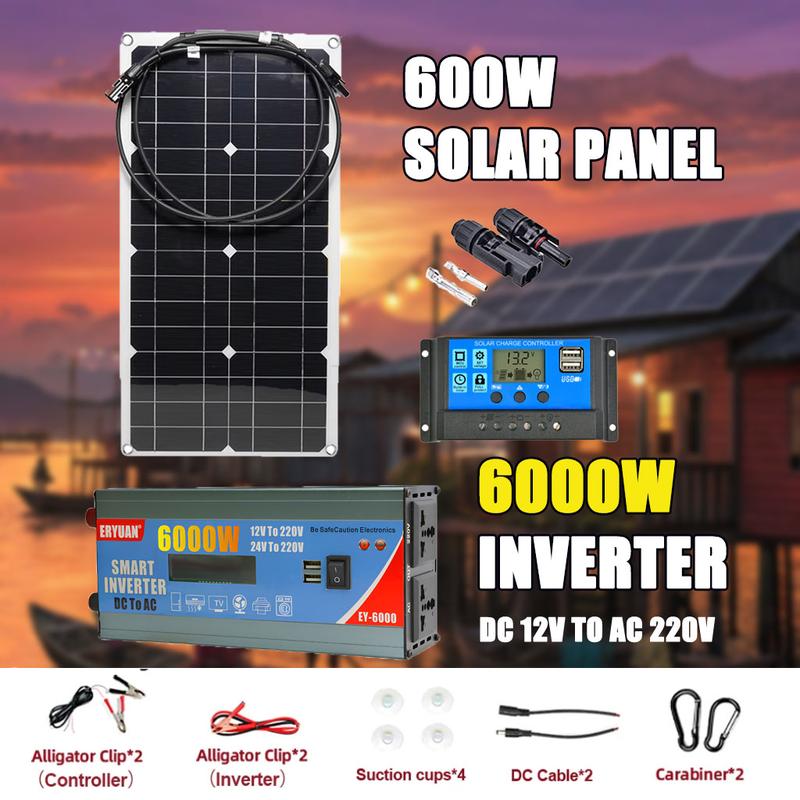 7000W Solar Panel Charger System with Panel Dual Voltage Inverter ...